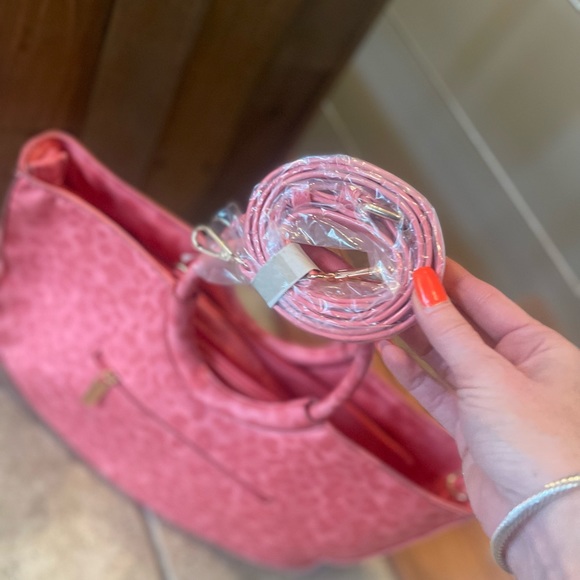 Bags | Calin Collection Pink Leopard Half Moon Semi Circle Purse Peta ...